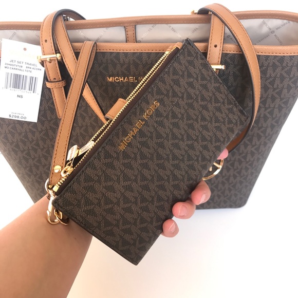 Michael Kors | Bags | Mk Carryall Tote Setshoulder Bag Walletclutch ...